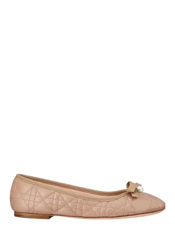 Dior Ballerina Flats With Bow Detailing - Nude