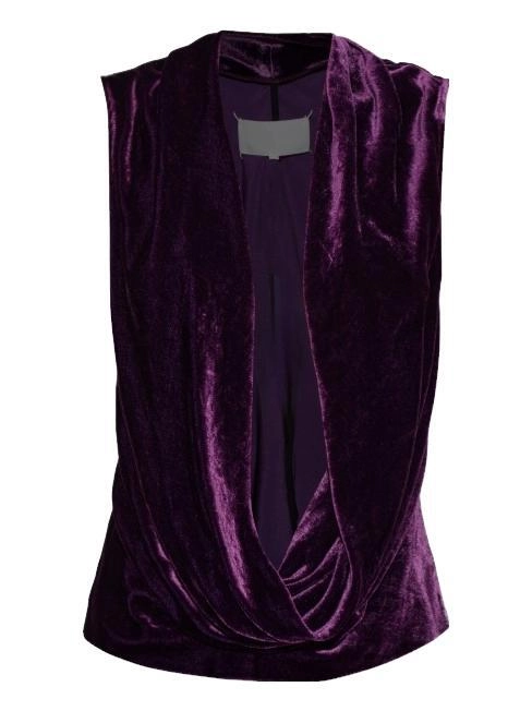 MAISON MARGIELA Sleeveless Velvet Draped Top - Black