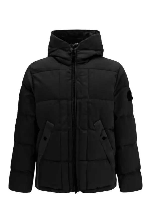 Stone Island Padded Hooded Zip-up Jacket - Black