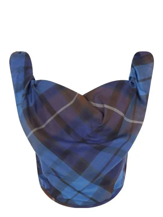 VIVIENNE WESTWOOD Draped Check Top - Blue
