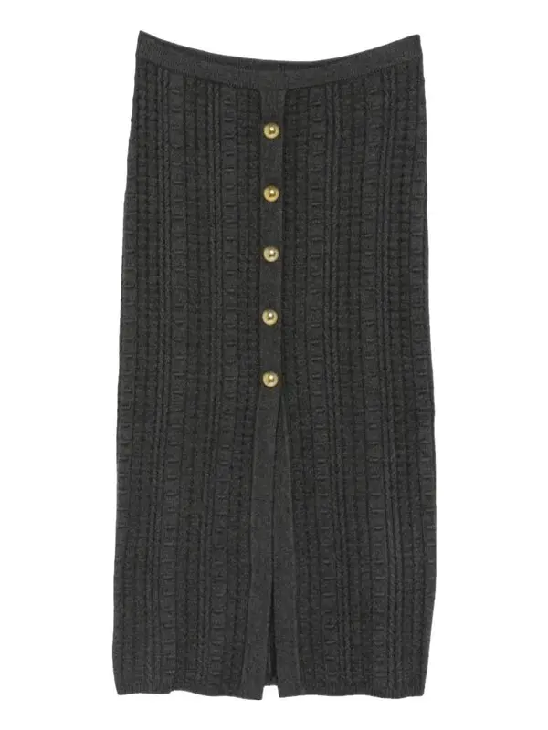 TWINSET Cable-knit Button-front Midi Skirt - Grey