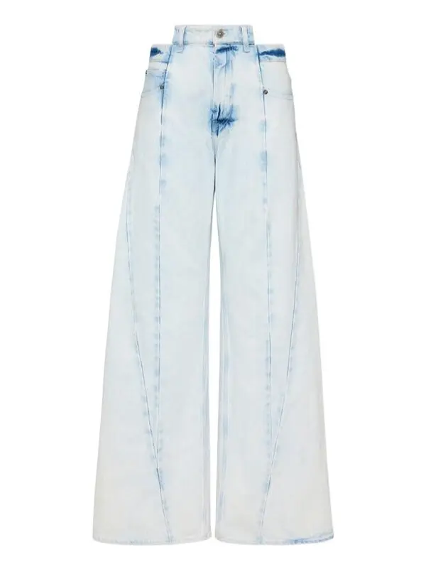 MAISON MARGIELA Bleached Spliced Wide-leg Jeans - Light Indigo