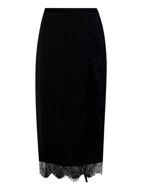 TWINSET Lace-trim Pleated Midi Skirt - Black