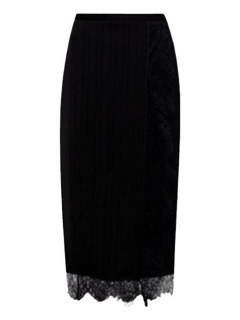 TWINSET Lace-trim Pleated Midi Skirt - Black