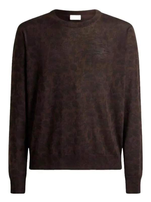 Etro Paisley Motif Crewneck Jumper In Wool And Silk - Brown