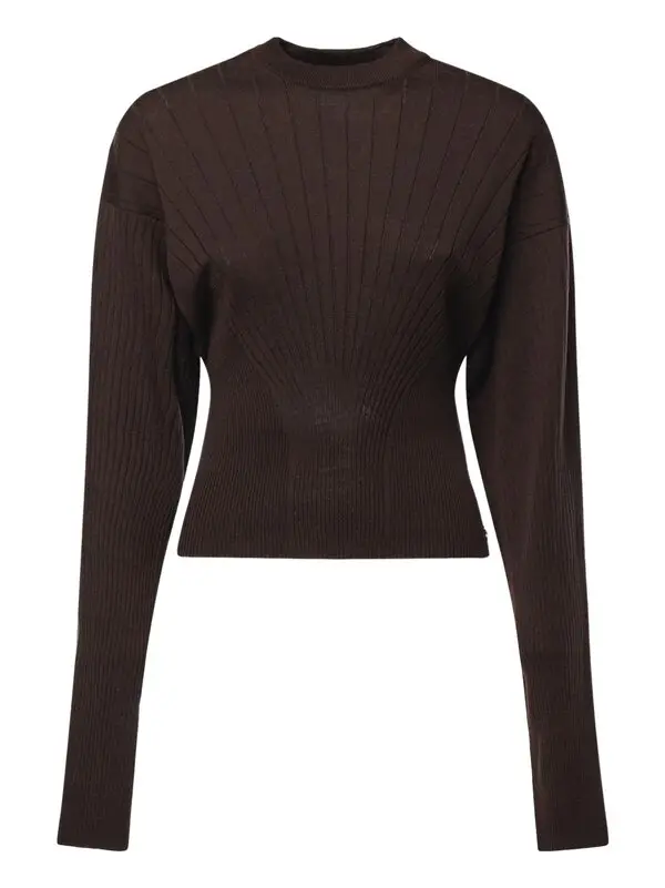 Sportmax Slim Fit Knitted Top With Ribbed Design - Black