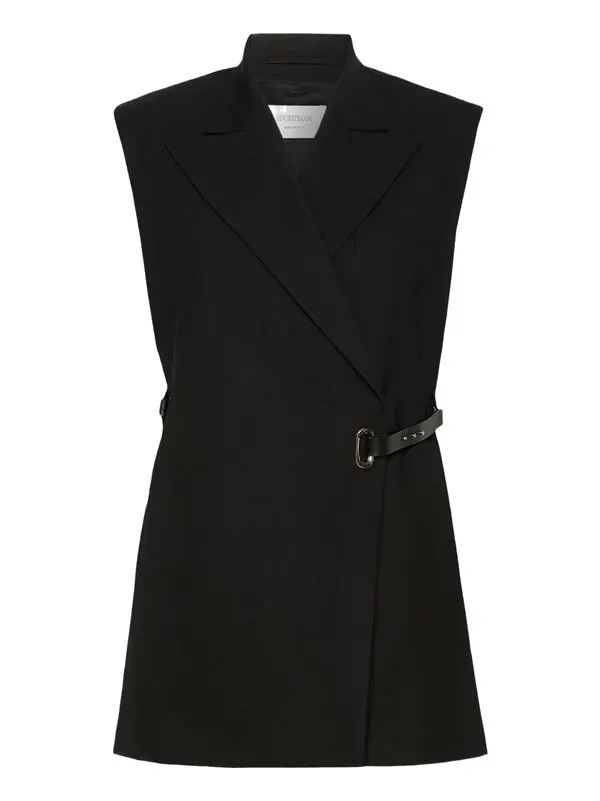 Sportmax Belted Sleeveless Blazer - Black