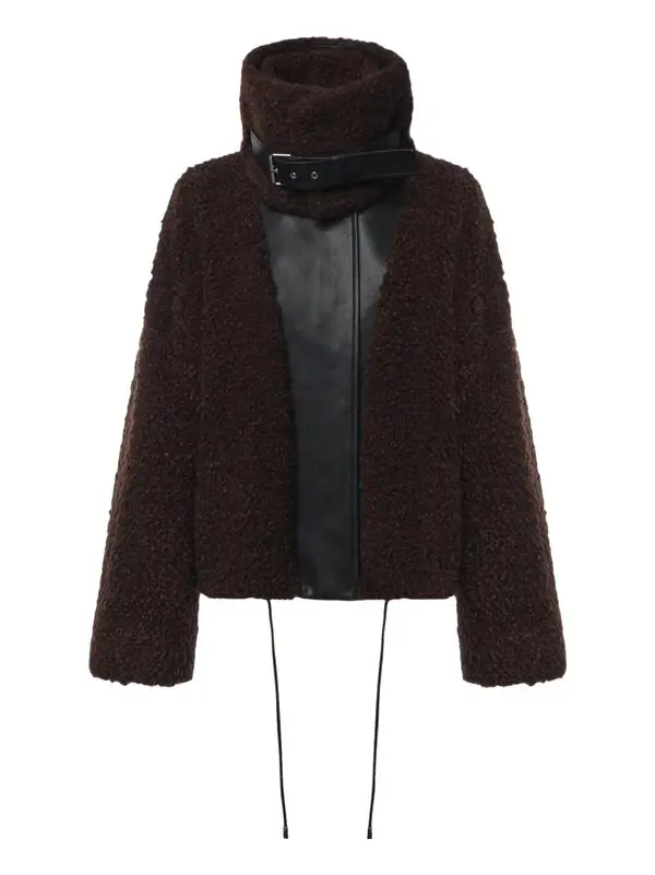 Sportmax High Neck Jacket With Drawstring Details - Black