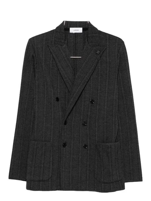 LARDINI Striped Double-breasted Blazer - Black
