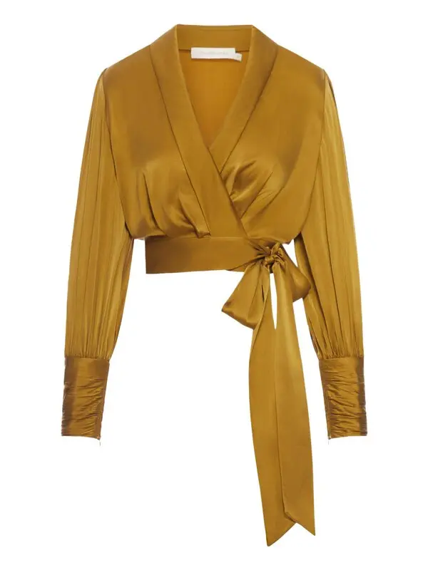 Zimmermann Long-sleeve Wrap Top - Olive