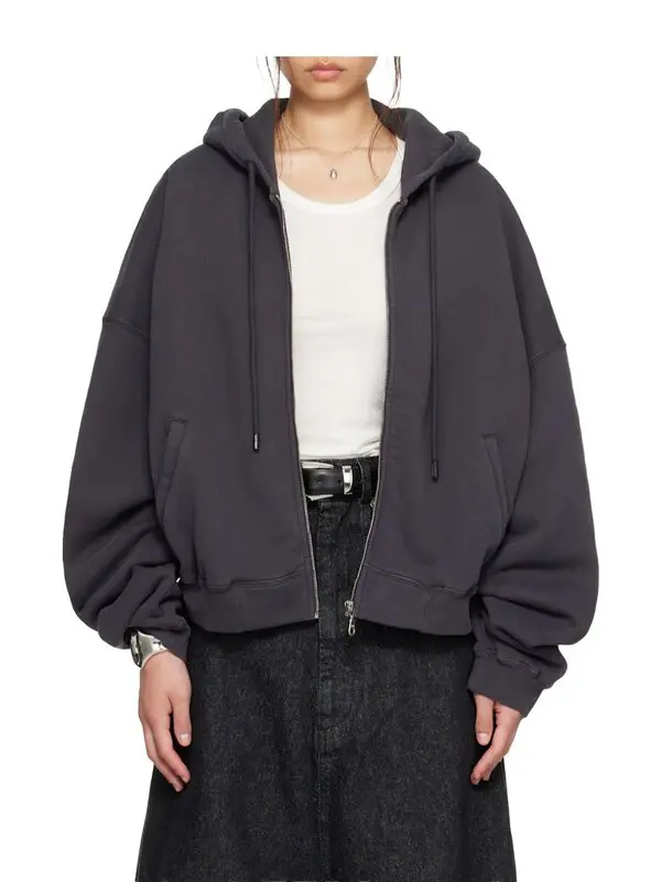 LU'U DAN Washed Zip Hoodie - Soot