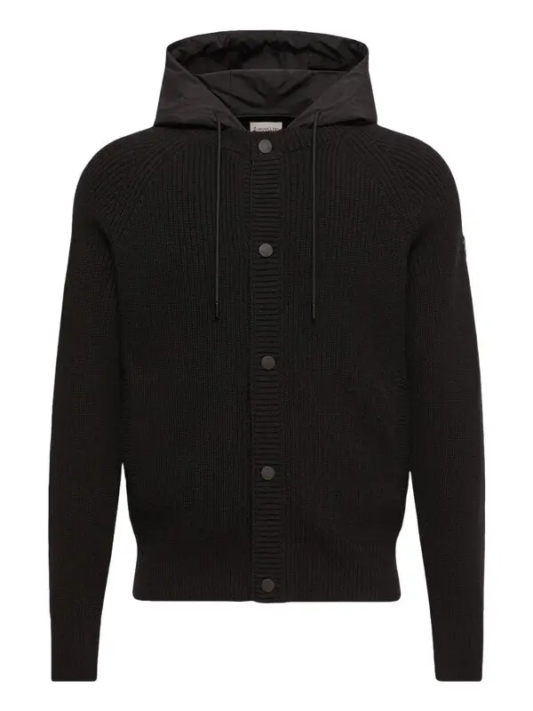 Moncler Hooded Cardigan With Snap-button Closure - Black