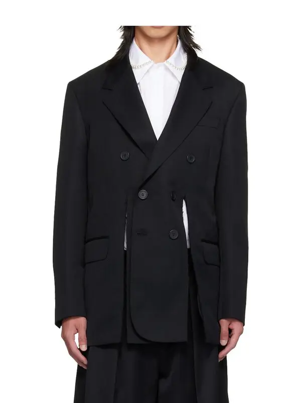 Simone Rocha Double-breasted Suit Jacket With Vents At The Hem - Black