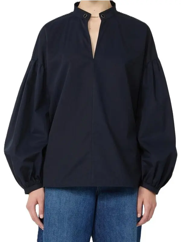 Max Mara V-neck Long Sleeve Puff Sleeve Top - Blue