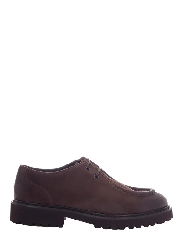 DOUCAL'S Round-toe Lace-up Loafers - Black