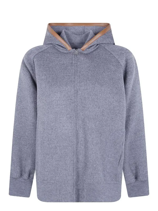 SEMICOUTURE Double-layer Wool Hooded Bomber Jacket - Grey