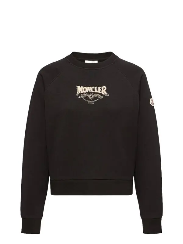 Moncler Long Sleeve Crewneck Sweatshirt With Logo Patch - Black