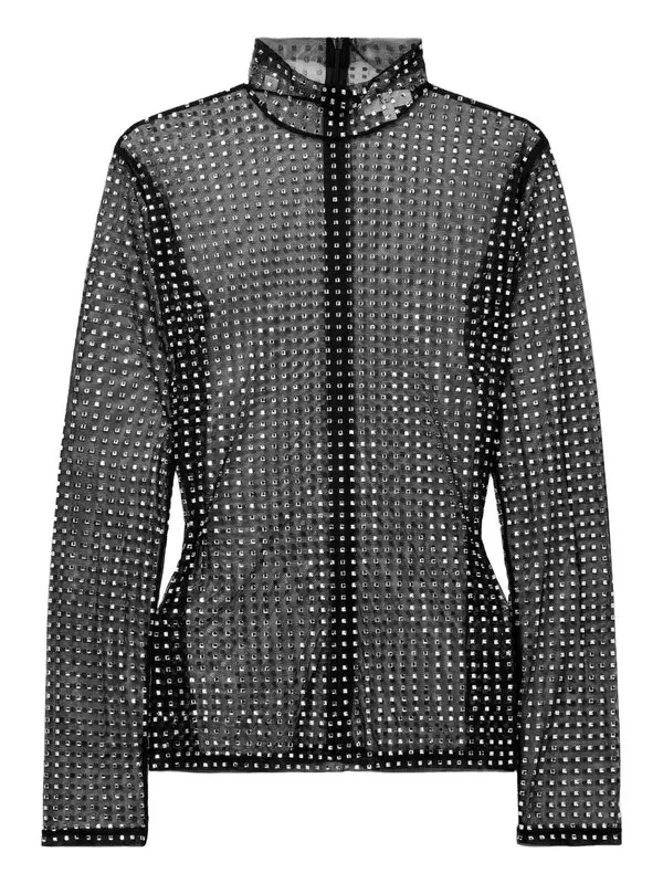 A.L.C. James Crystal-embellished Mesh Turtleneck Top - Black