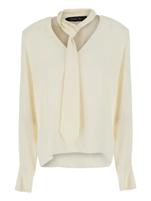 Federica Tosi V-neck Long-sleeved Shirt - White
