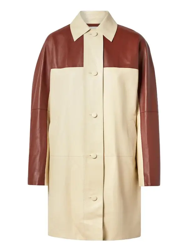 Lafayette 148 New York Oversized Two-tone Leather Jacket - Nude