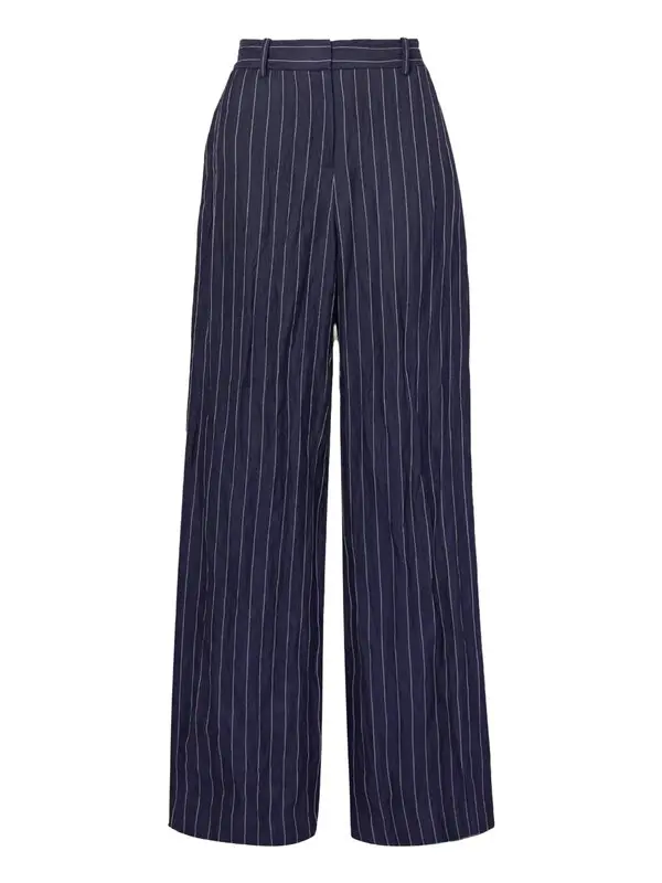 Lafayette 148 New York Sullivan Pinstriped Metallic Twill Straight-leg Pants - Black