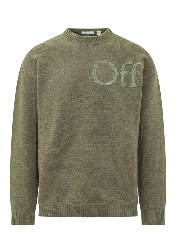 Off-White Logo Patch Knitted Jumper - Green