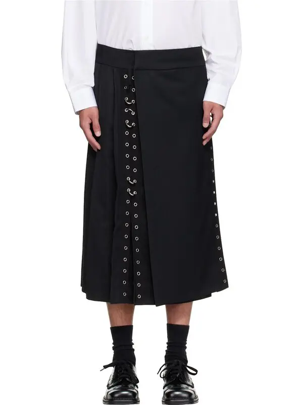 Simone Rocha Eyelet-embellished Pleated Midi Kilt - Black