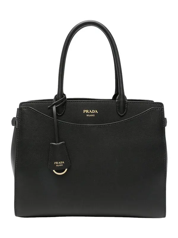 Prada Structured Leather Tote Bag - Black