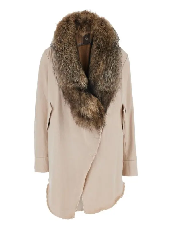 BAZAR DELUXE Removable Collar Short Coat - Beige