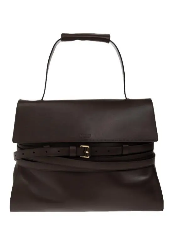 Moschino Buckle Shoulder Bag - Brown