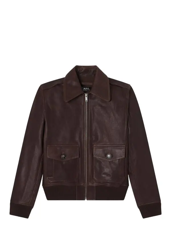 A.p.c. Zip-front Leather Jacket - Brown