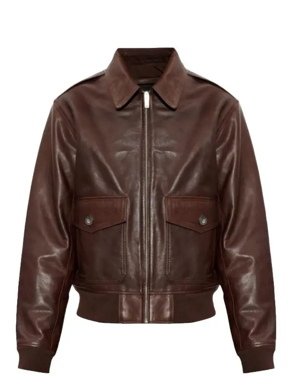 A.p.c. Leather Zip Jacket - Brown
