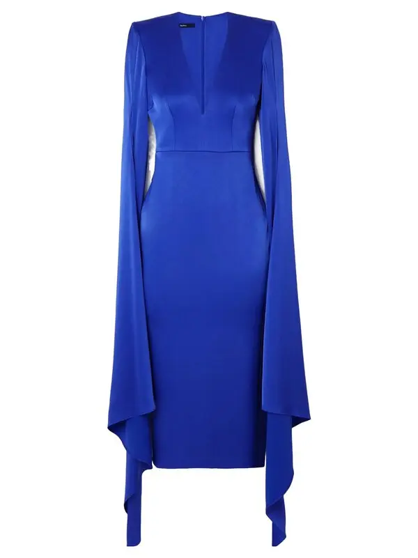 Alex Perry Vander Cape-effect Satin-crepe Midi Dress - Blue