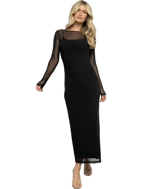 XH TEXTILES Darya Mesh Midi Dress - Black