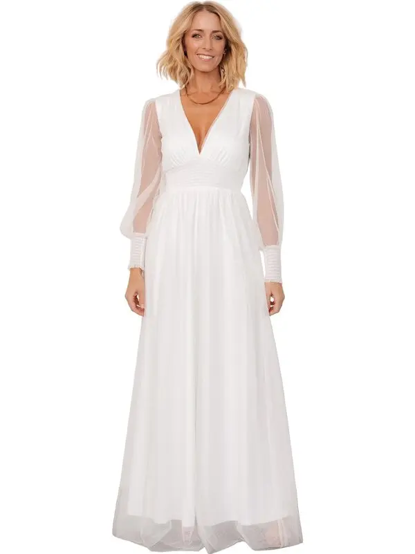 XH TEXTILES Layla Tulle Maxi Dress - White