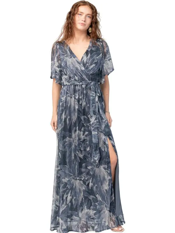 XH TEXTILES Navy And Gold Shimmer Maxi Dress - Blue Multi
