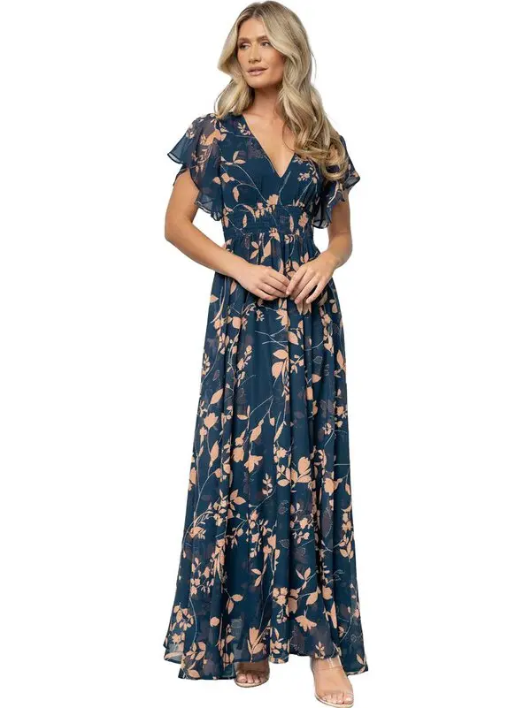 XH TEXTILES Lynlee Metallic Maxi Dress - Topaz