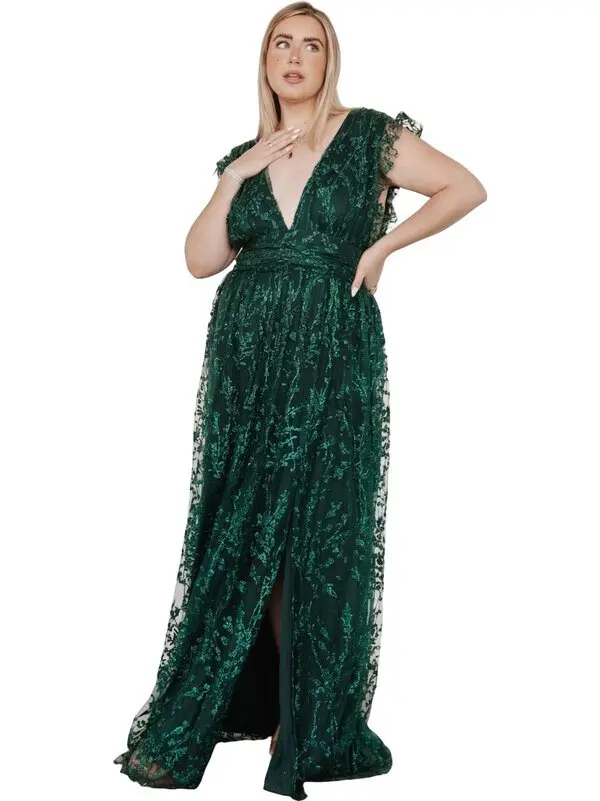 SOIEBLU Arlene Shimmer Gown - Emerald