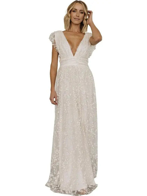 SOIEBLU Arlene Shimmer Gown - Ivory