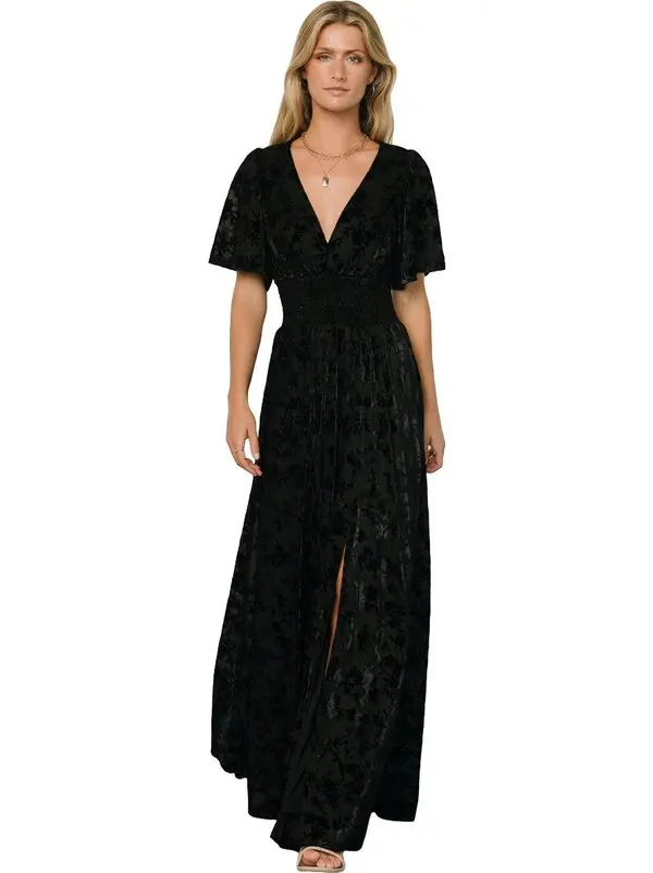 XH TEXTILES Veronica Velvet Maxi Dress - Black
