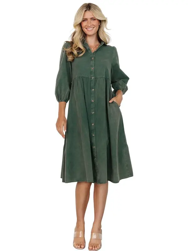 POLAGRAM Sari Babydoll Dress - Green