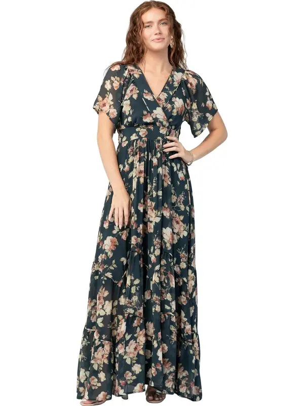 XH TEXTILES Katherine Maxi Dress - Deep Blue Floral