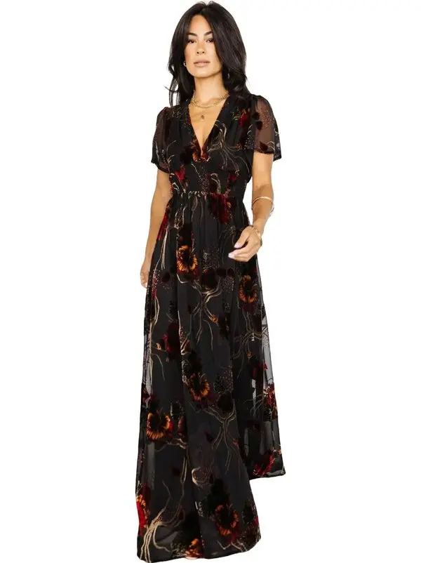 XH TEXTILES Valen Maxi Dress - Black Multi
