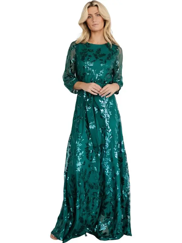 XH TEXTILES Destiny Sequin Maxi Dress - Emerald