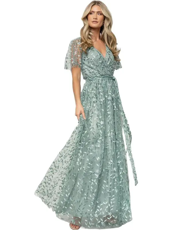 XH TEXTILES Marseille Embossed Maxi Dress - Eucalyptus