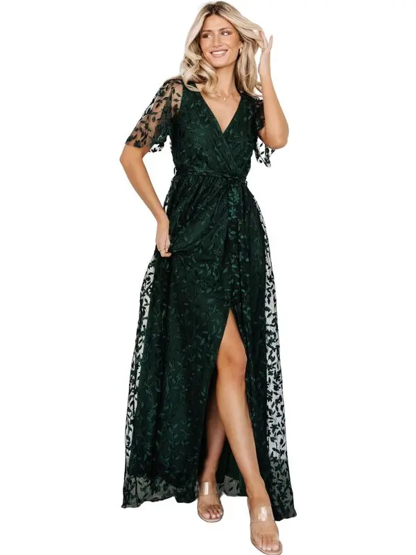 XH TEXTILES Marseille Embossed Maxi Dress - Green