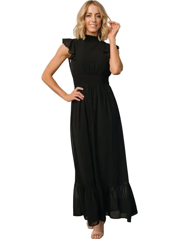 XH TEXTILES Kearny Ruffle Maxi Dress - Black