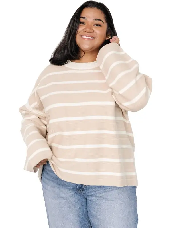 GILLI Conway Striped Sweater - Natural