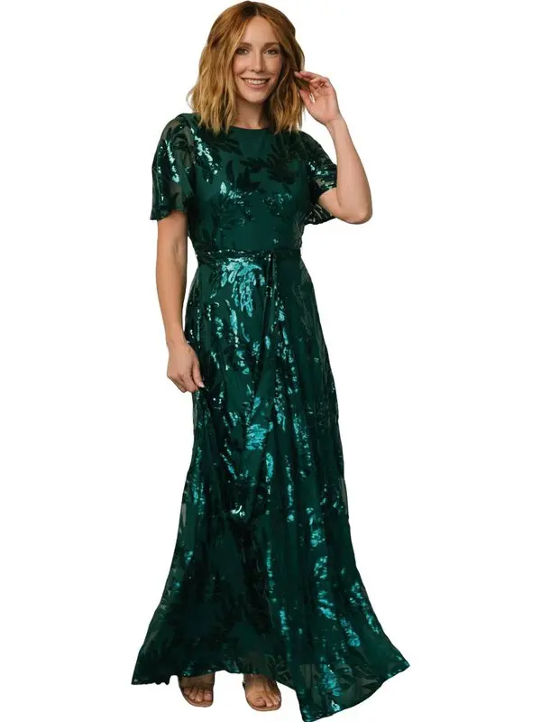 XH TEXTILES Muse Sequin Maxi Dress - Emerald