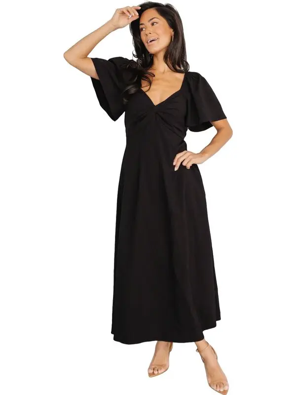 POLAGRAM Indie Back Tie Dress - Black